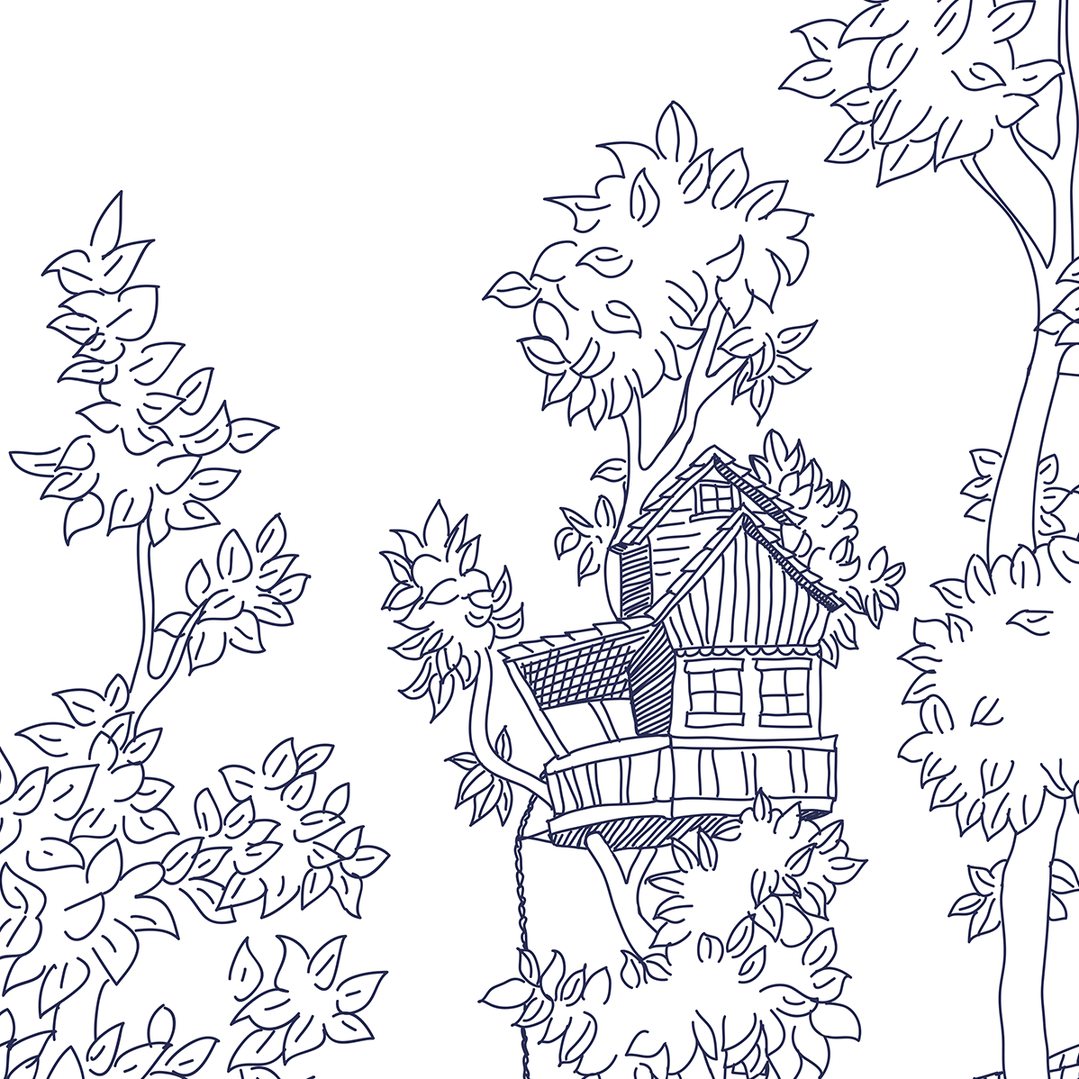 Tree House - Ballpoint Wallpaper